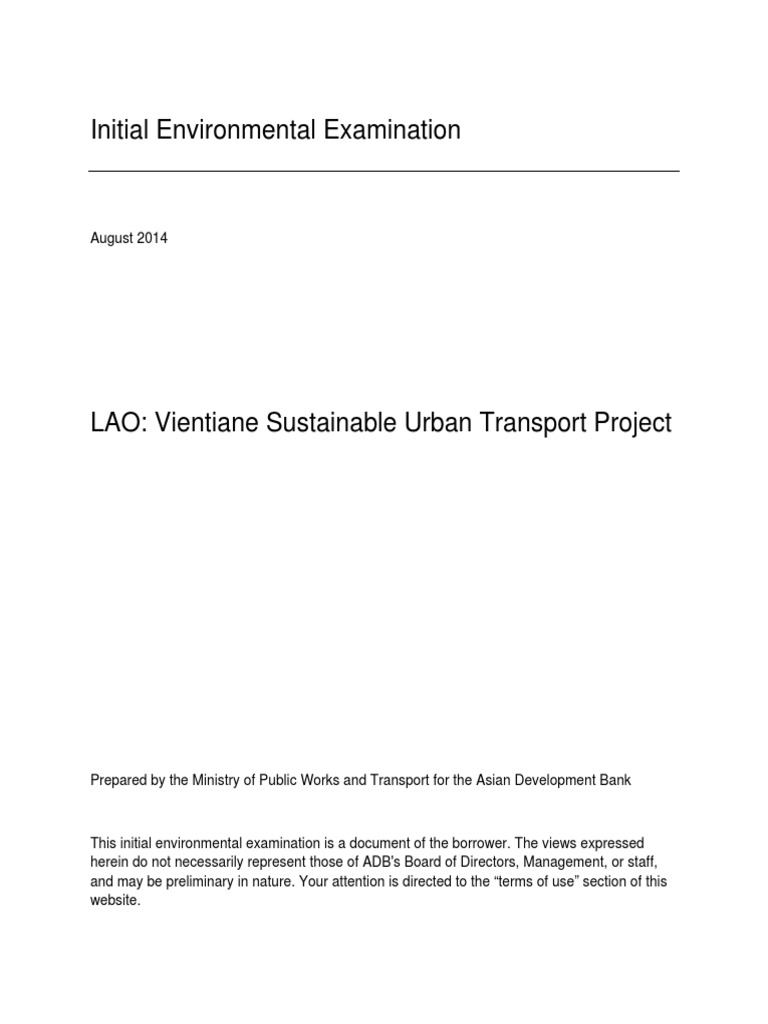 LAO: Vientiane Sustainable Urban Transport Project | Download Free PDF | Environmental Impact ...