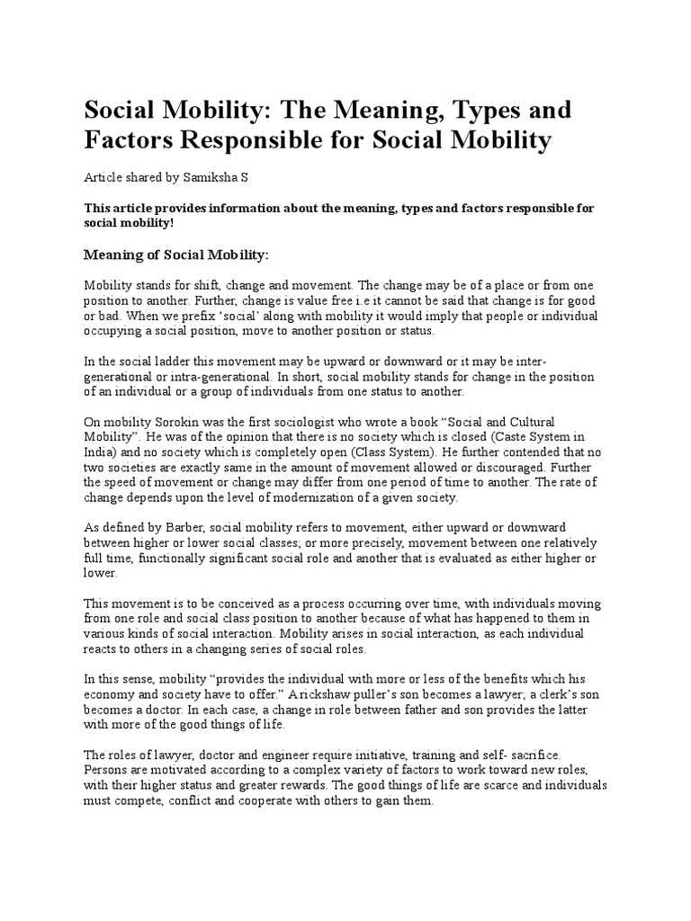 Social Mobility | PDF | Social Mobility | Social Stratification