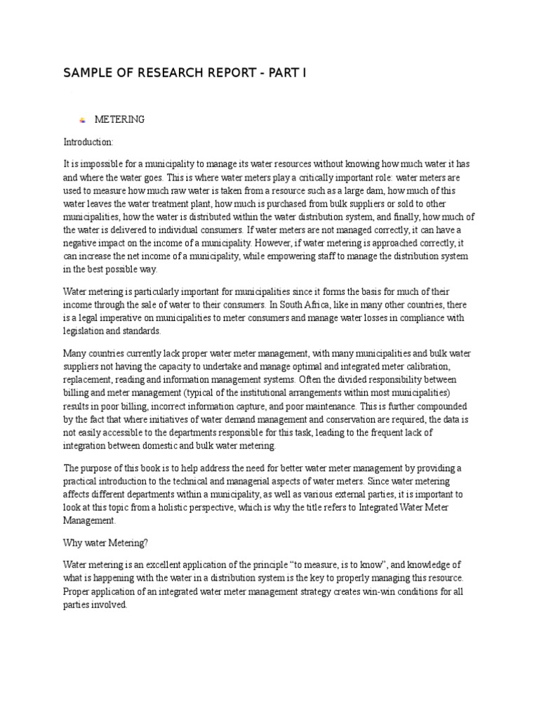 Sample of Research Report | PDF | Water Supply Network | Water Supply