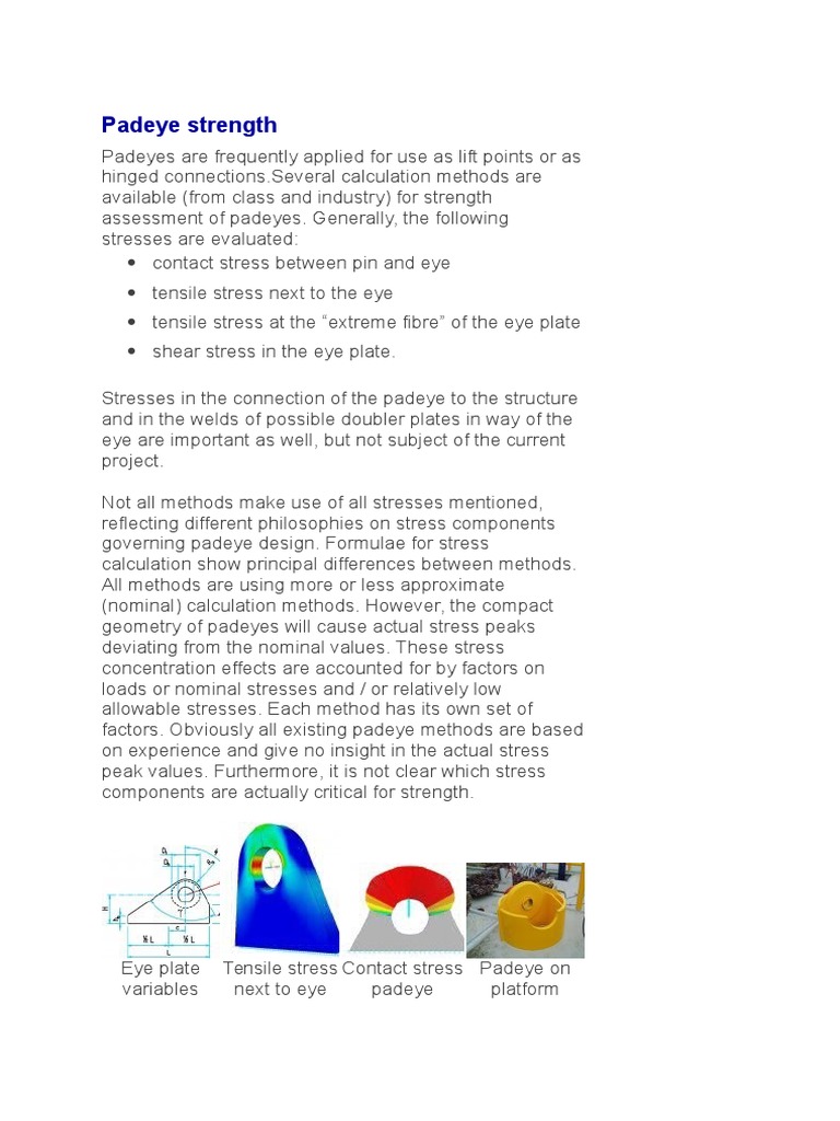 Pad Eye Strength | PDF | Strength Of Materials | Stress (Mechanics)