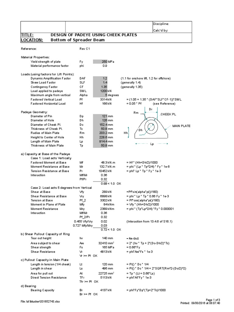 Design of Pad Eye Using Check Plates | PDF | Strength Of Materials ...