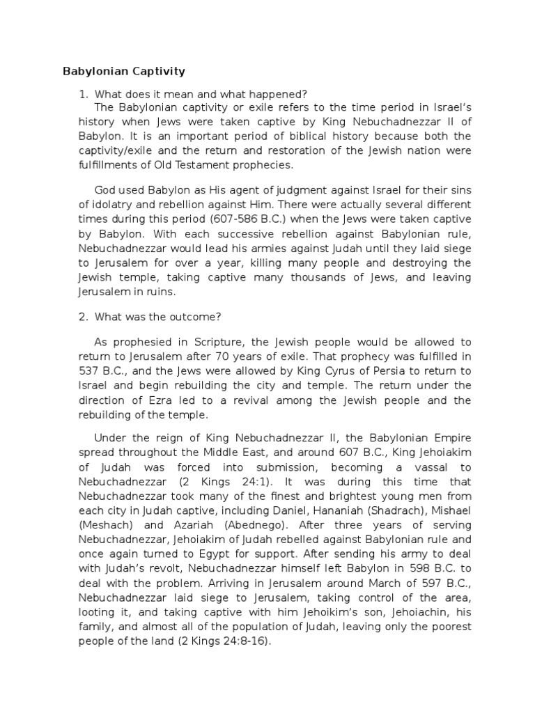 Babylonian Captivity | PDF | Babylonian Captivity | Nebuchadnezzar Ii