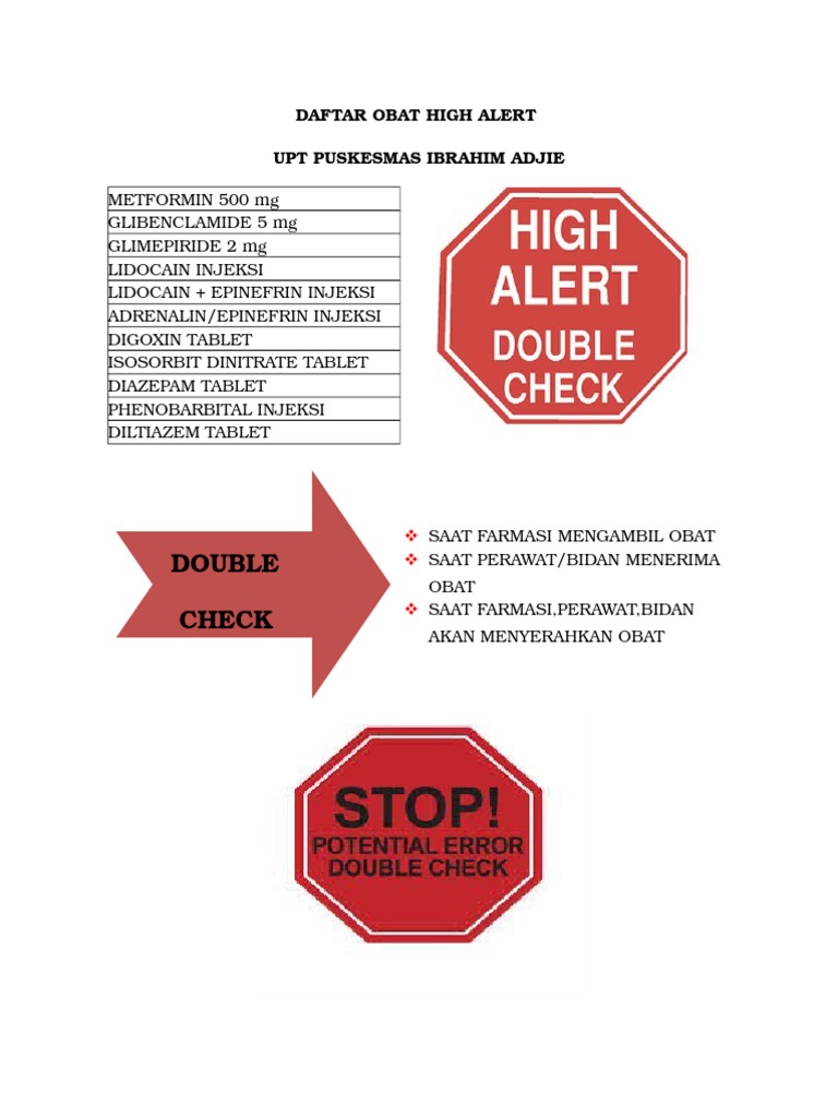 Daftar Obat High Alert Dan Lasa | PDF | Griya & Taman | Kesehatan Holistik