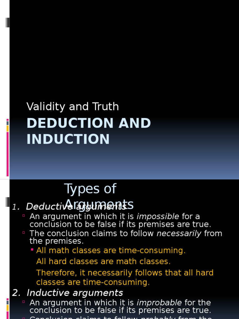 Deductive Inductive | PDF | Validity | Argument