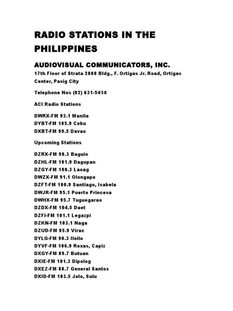 Radio Stations in The Philippines 2016 | PDF