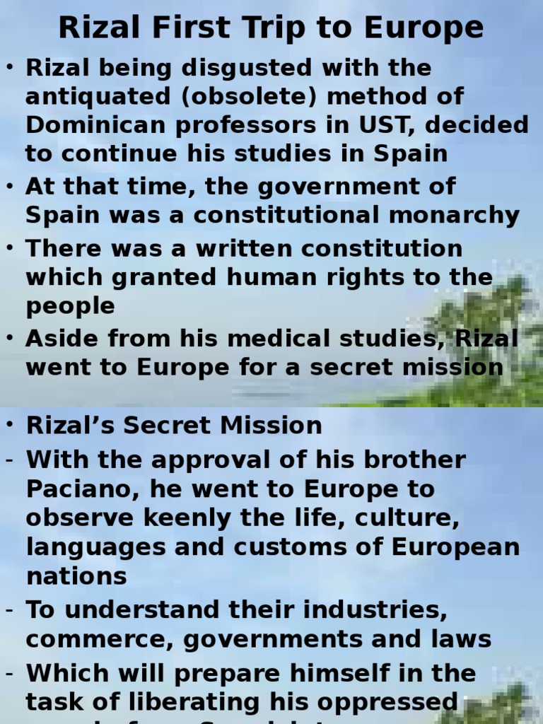 Rizal's First Journey to Europe | PDF | History | Classics