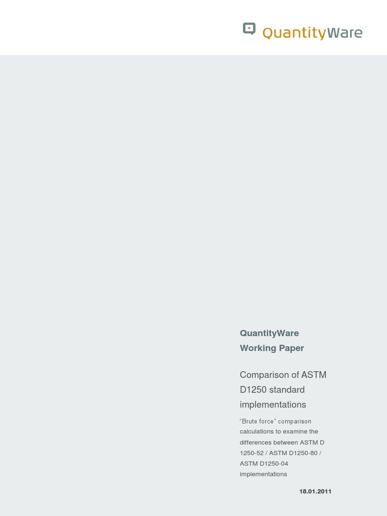 Quantityware Working Paper: Comparison of Astm D1250 Standard ...