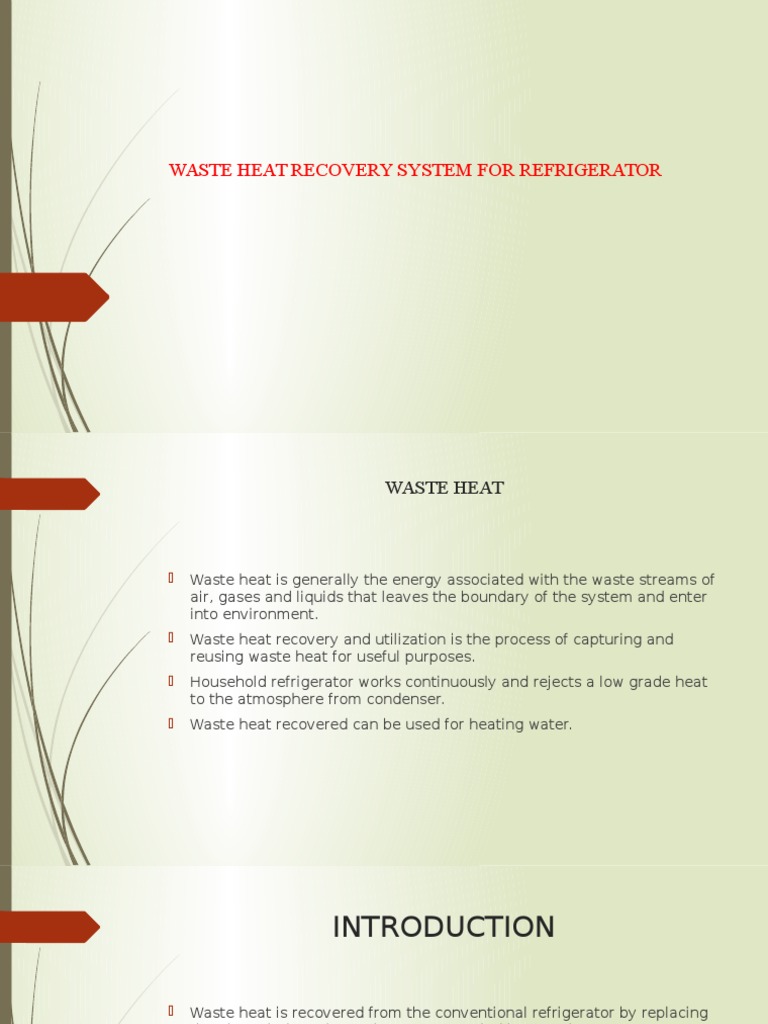 Waste Heat Recovery System For Refrigerator | PDF | Heat Exchanger ...