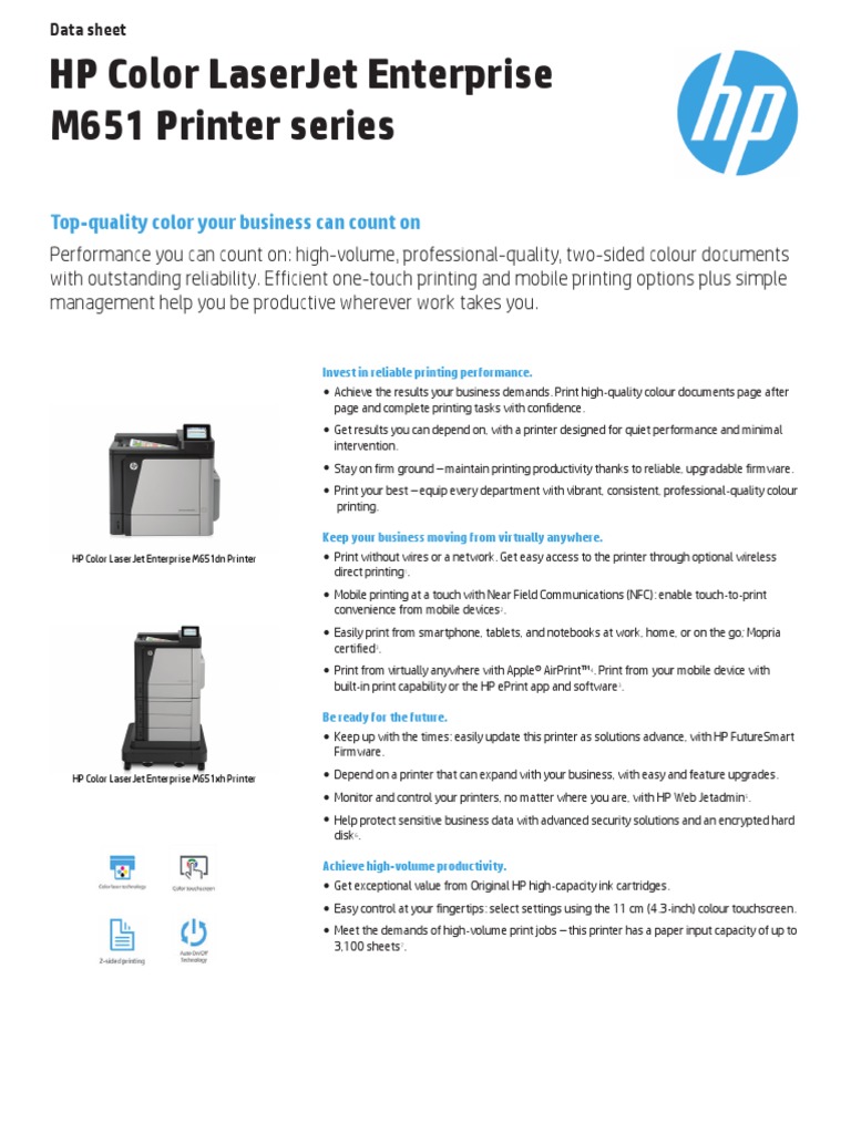 HP Color Laserjet Enterprise M651 Printer Series: Top-Quality Color Your Business Can Count On ...
