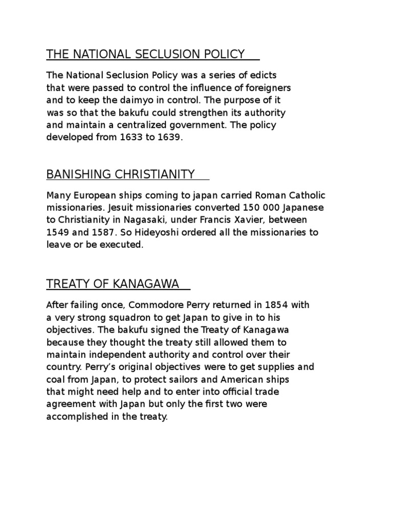 The National Seclusion Policy | PDF | Japan | Japanese Words And Phrases