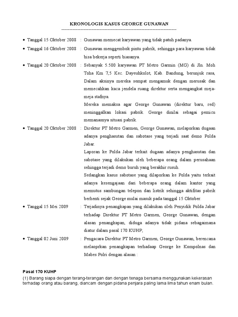 Kronologi Kasus George Gunawan | PDF