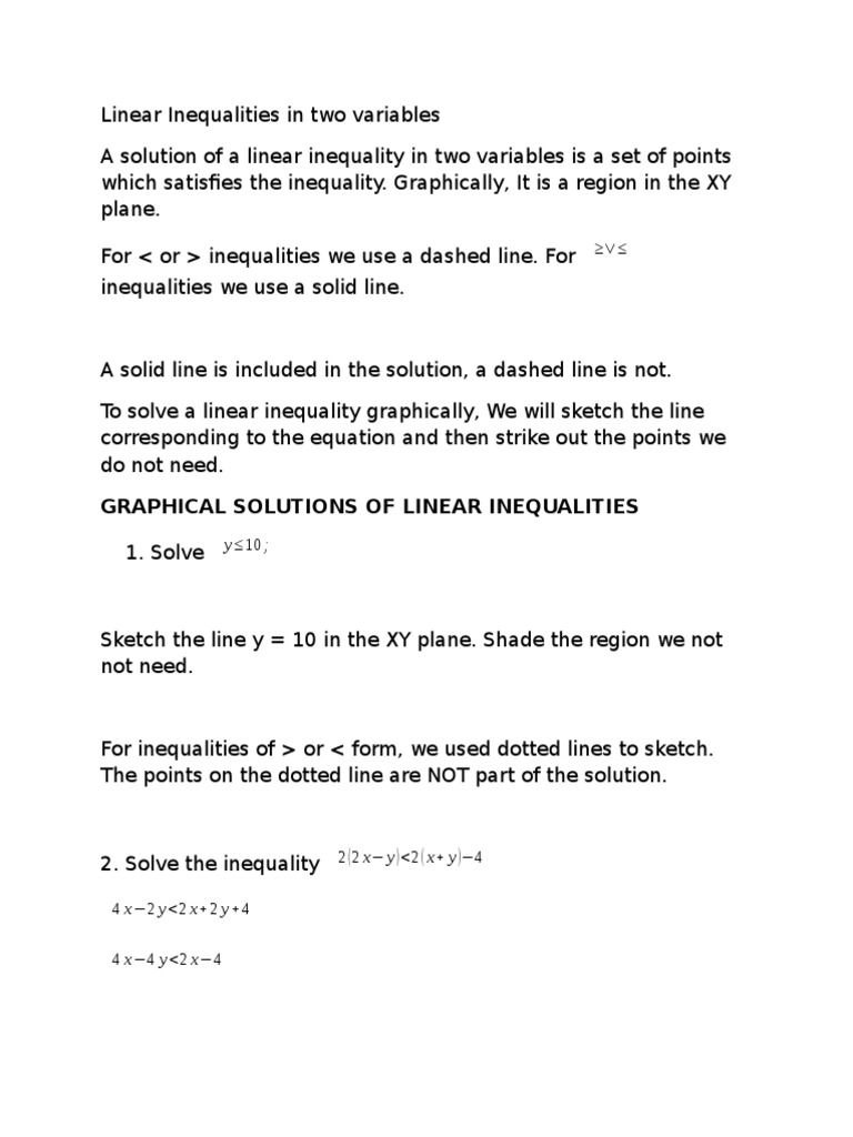 Graphical Solutions of Linear Inequalities: 2 (2 X Y) 2 (X+ Y) 4 | PDF | Mathematical ...