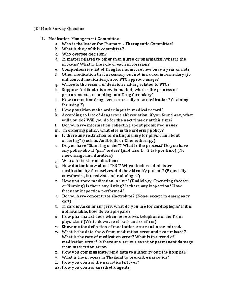 113 - JCI Mock Survey Question | PDF | Patient | Medical Error