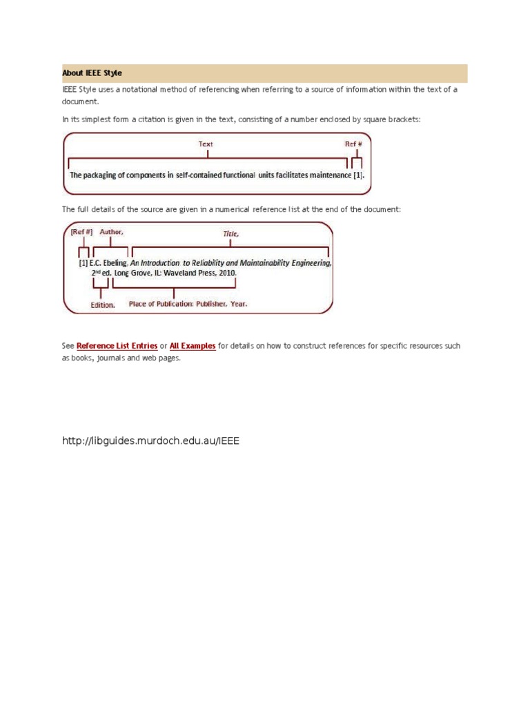About IEEE Style: Reference List Entries All Examples | PDF | Citation ...
