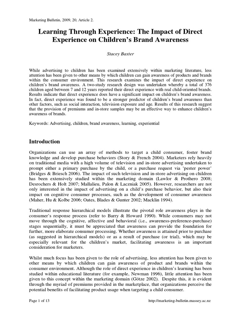 Learning Through Experience - The Impact of Direct Experience On ...