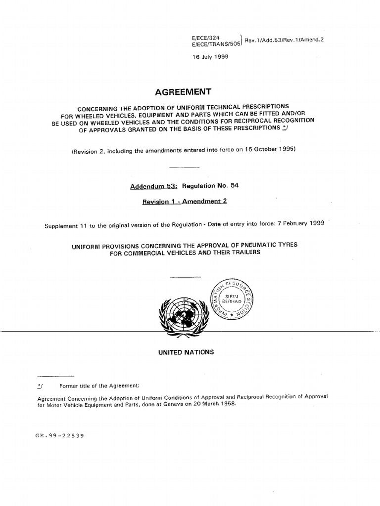 ECE R54 Regulation | PDF