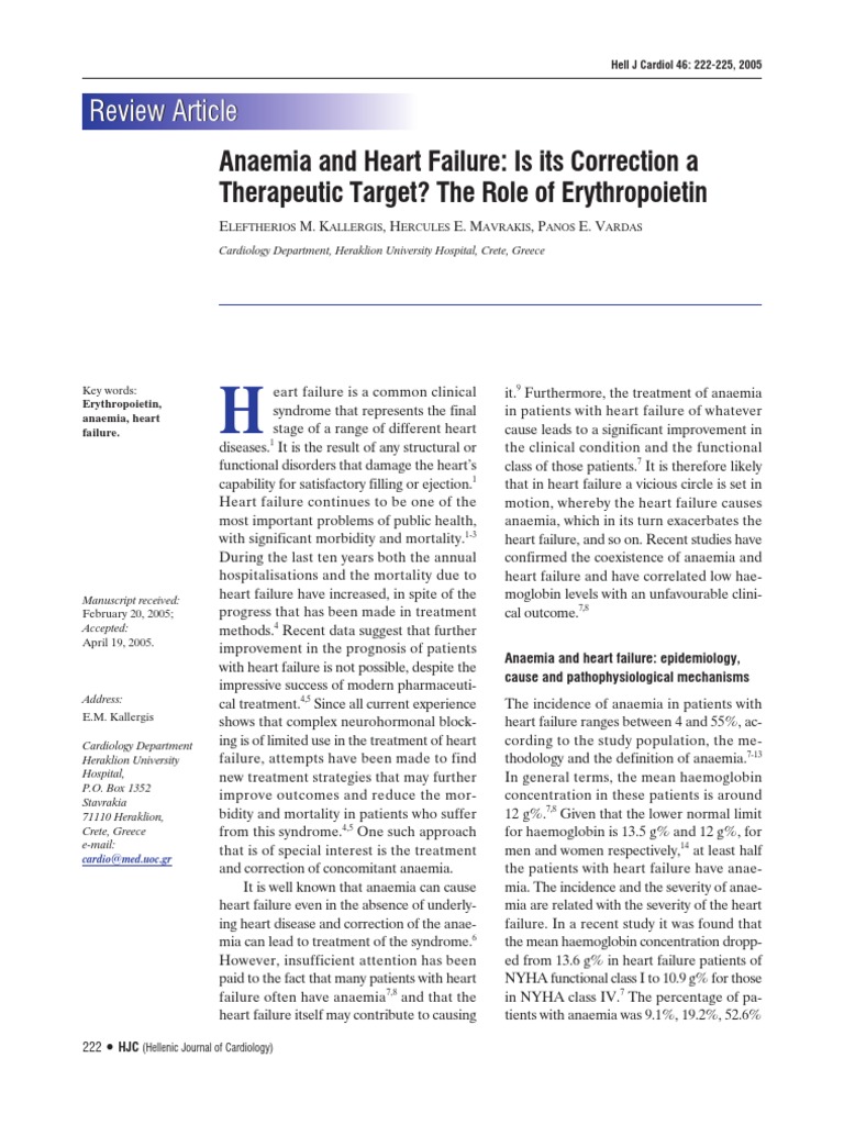 Anemic Heart Disease (Hellenic Journal of Cardiology) 2005 | PDF ...