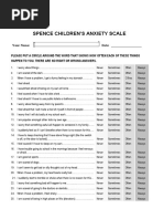 SCARED Form Scoring | PDF | Anxiety Disorder | Mental Disorder