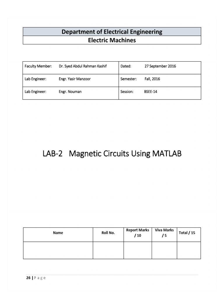 LAB 2 Magnetic Circuits Using Matlab PDF | PDF | Inductor | Electrical ...