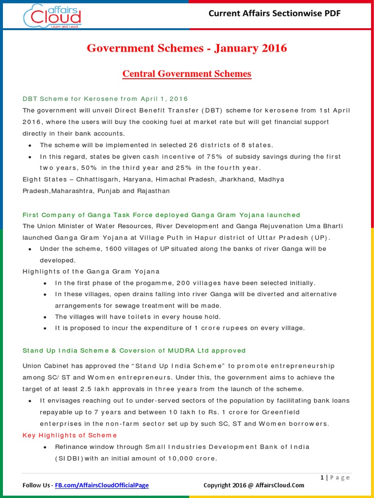 Government Schemes 2016 (Jan-June) | PDF | Startup Company | Small ...
