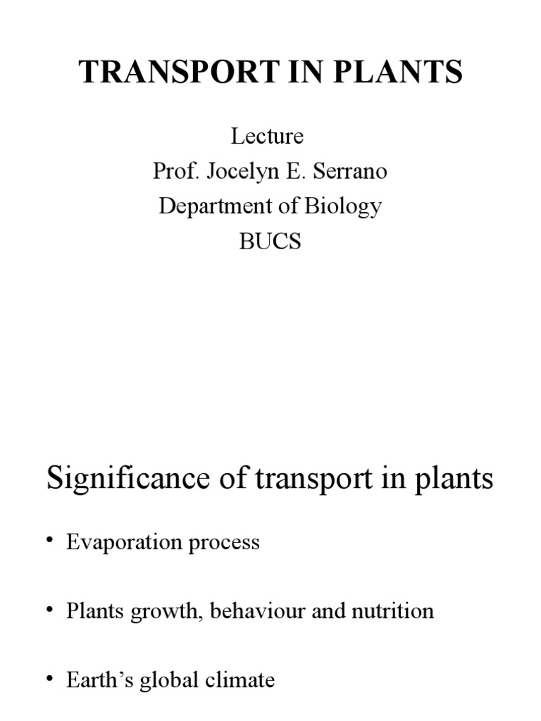 Transport | PDF | Cell Biology | Branches Of Botany