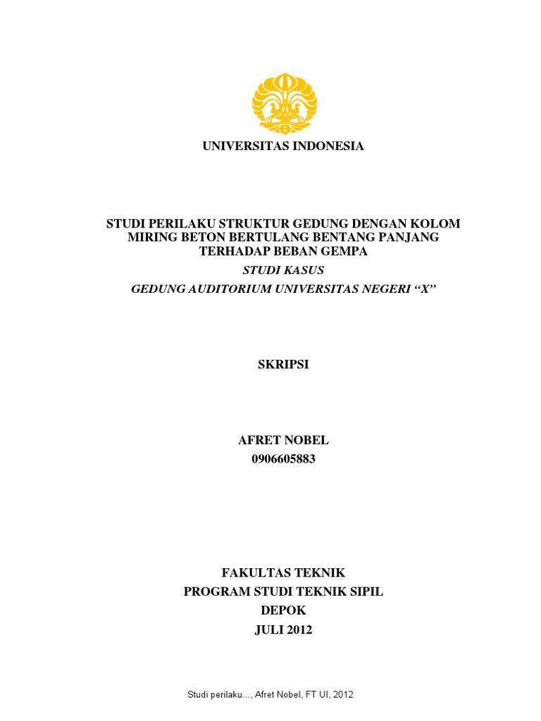 Studi Perilaku Struktur Gedung Dengan Kolom Miring Beton Bertulang Bentang Panjang Terhadap ...