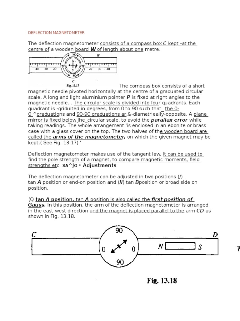 Deflection Magnetometer Experiment | PDF | Compass | Magnetometer