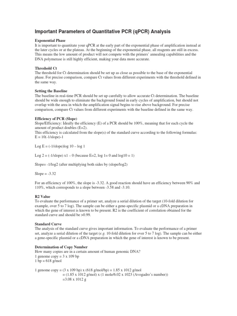 Key Parameters for Accurate Quantitative PCR (qPCR) Analysis and ...