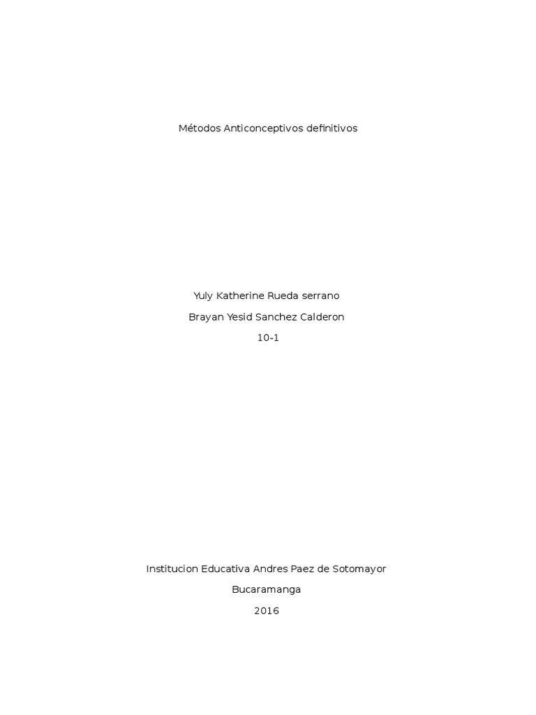 Métodos Anticonceptivos Definitivos | PDF | Control de la natalidad ...
