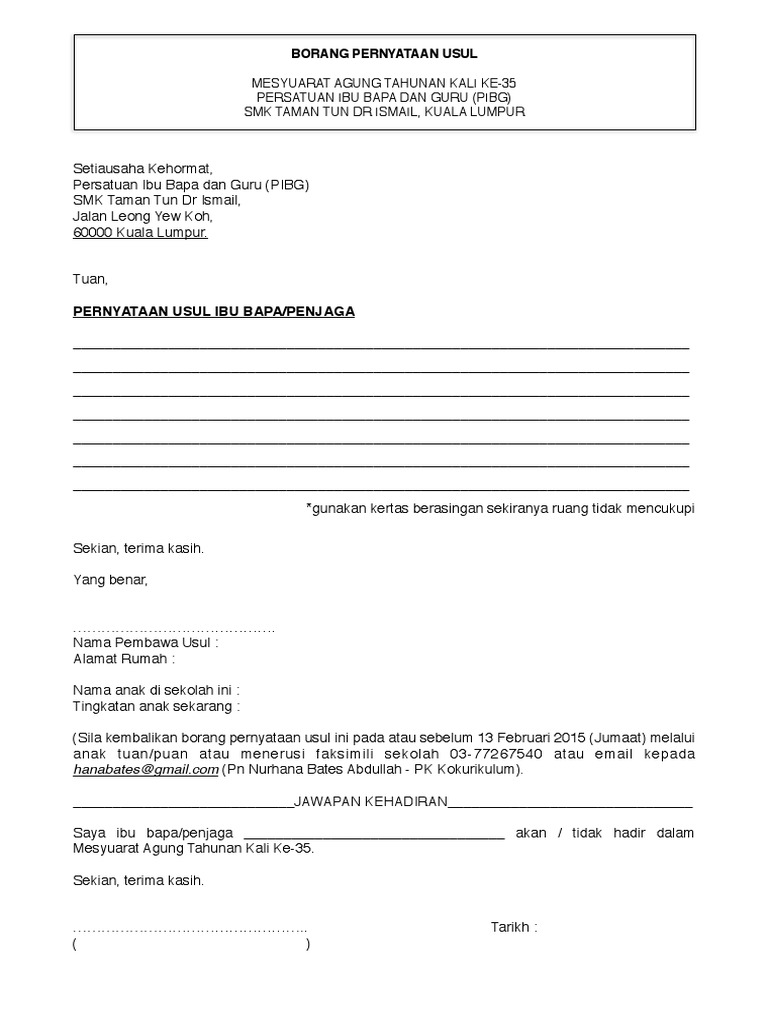 Borang Usul Pibg | PDF