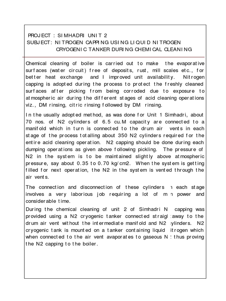 Nitrogen Capping Using Liquid Nitrogen - Chemical Cleaning PDF | PDF ...