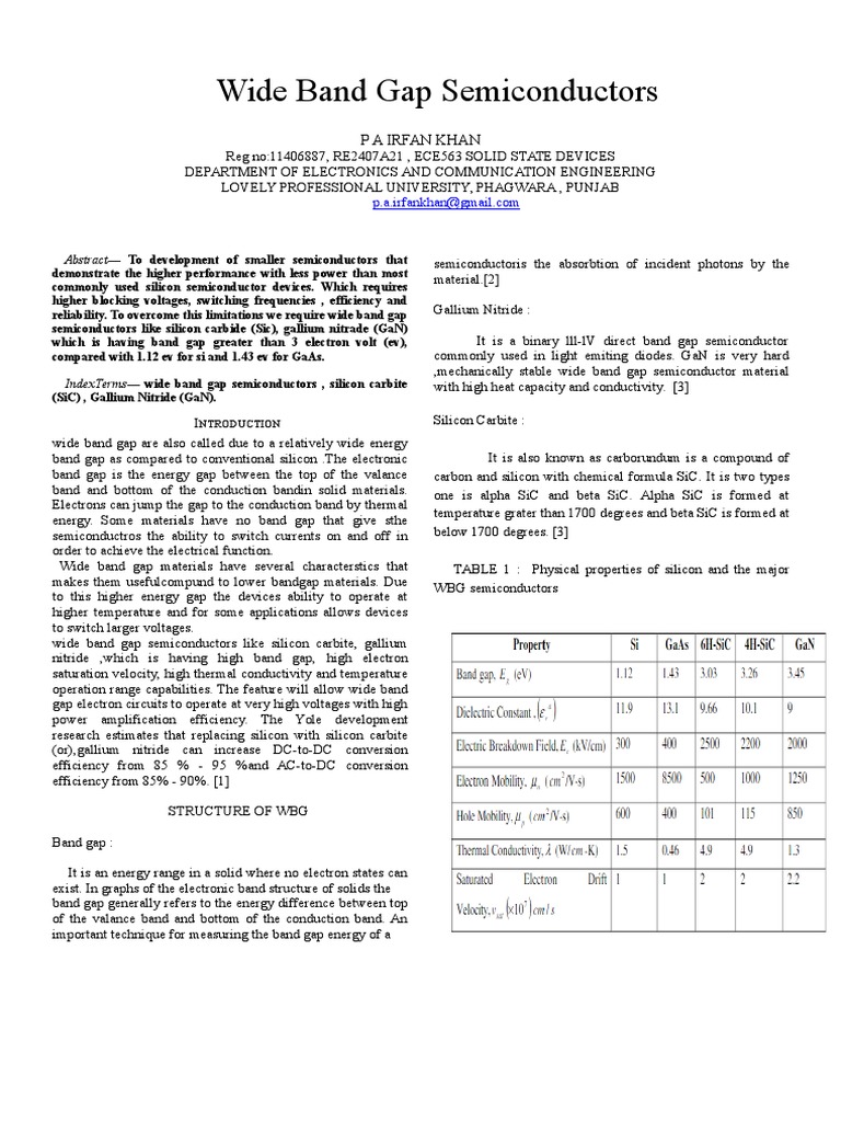 Wide Band-Gap Semiconductor | PDF | Band Gap | Semiconductors