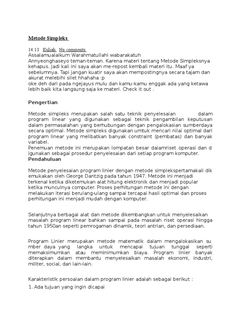 Metode Simpleks | PDF