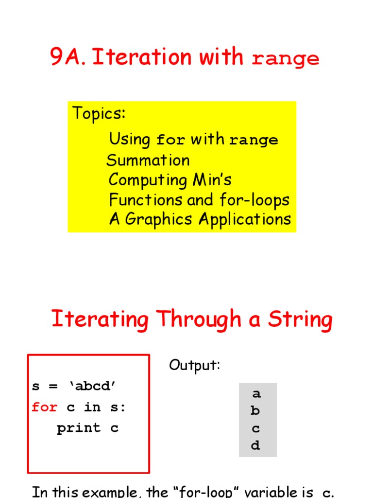 9A. Iteration With Range | PDF | Computer Programming | Software ...