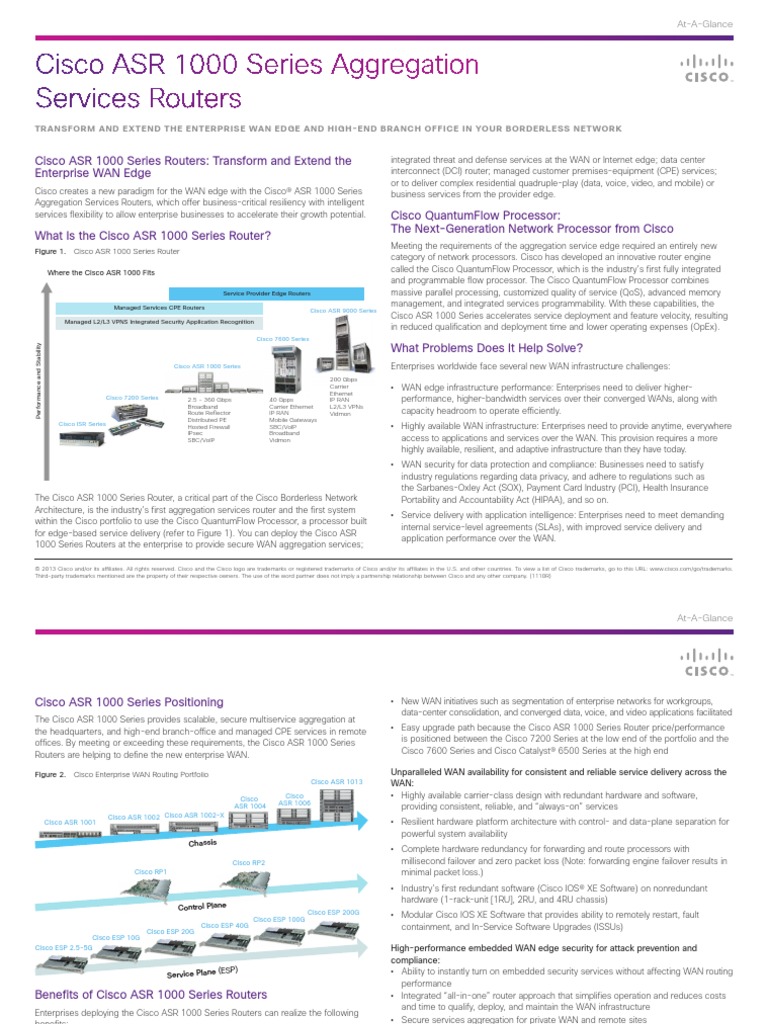Cisco ASR 1000 Series Aggregation Services Routers | PDF | Router ...
