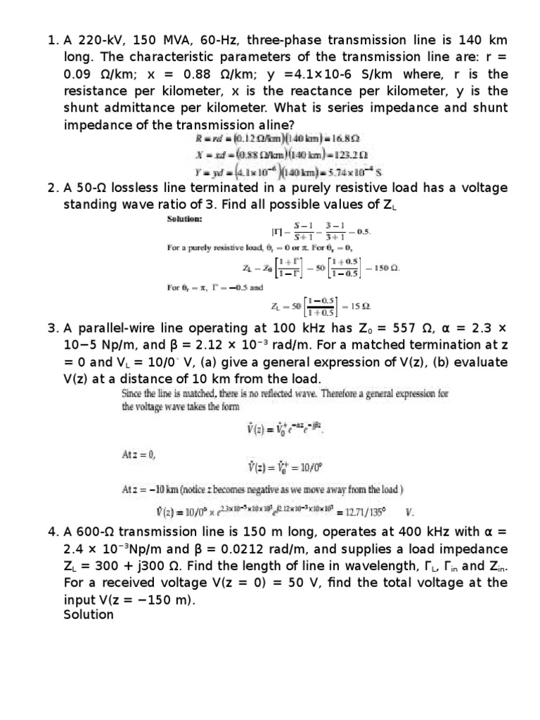 TX Line Assignment | PDF | Transmission Line | Electrical Impedance