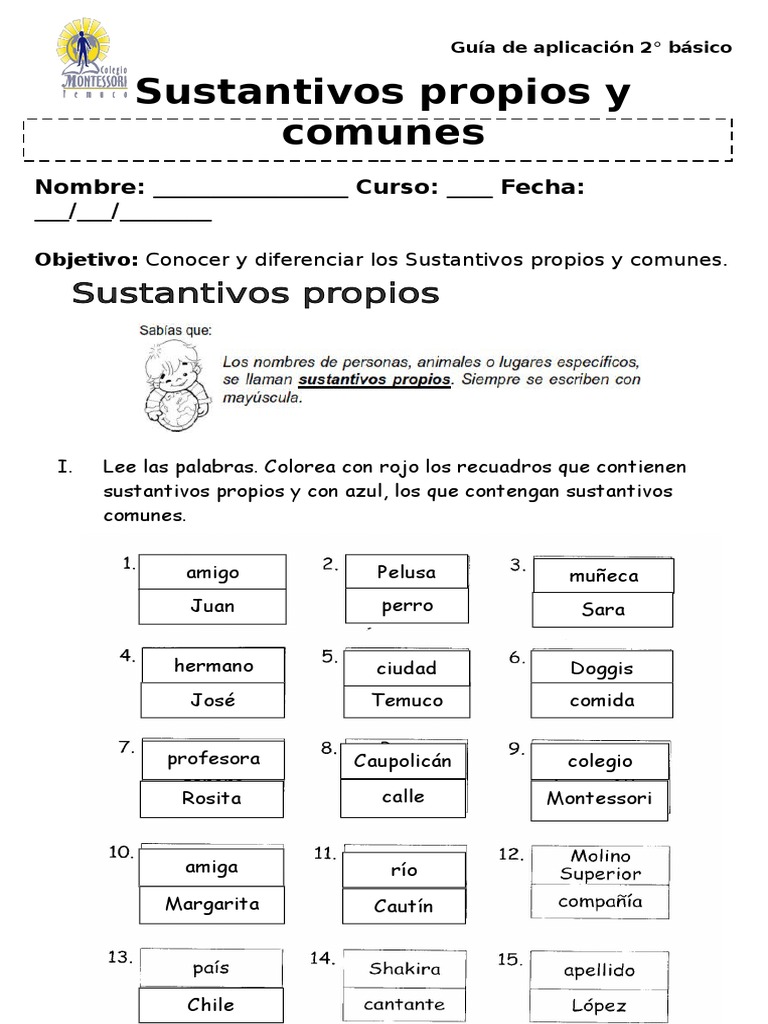 Guía de Sustantivos Propios y | PDF