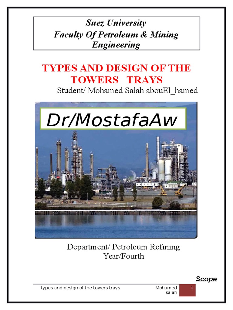 Types and Design of Tower Trays | PDF | Distillation | Physical Sciences