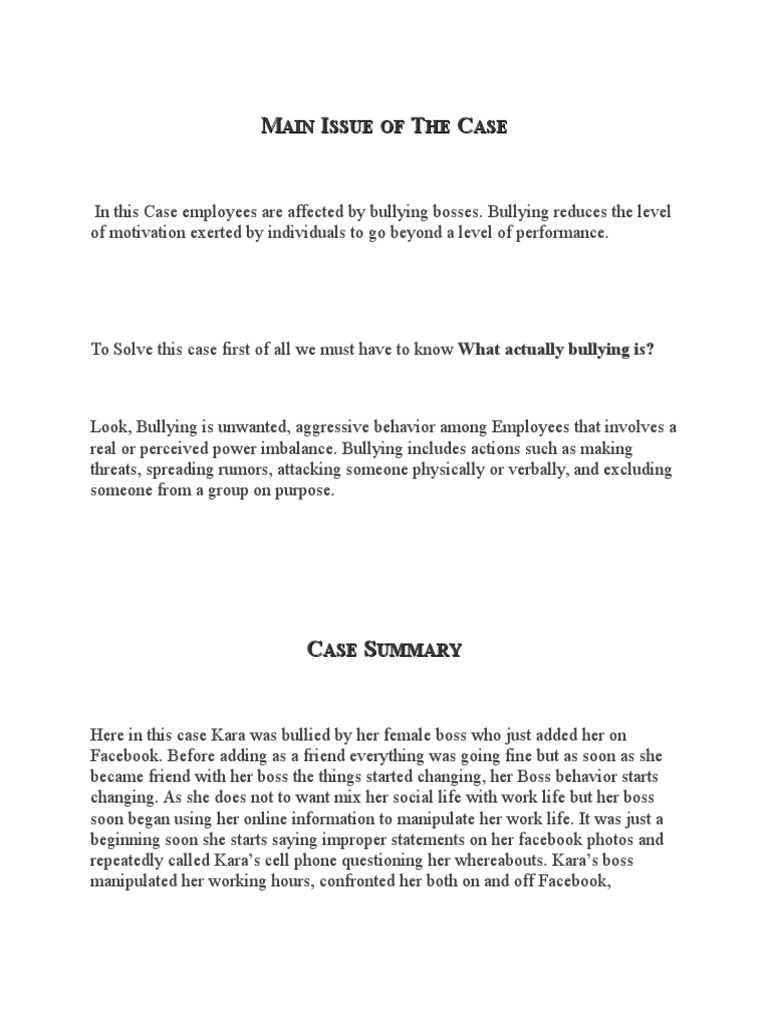 Bullying by Bosses: A Case Study | PDF | Career & Growth | Self-Improvement