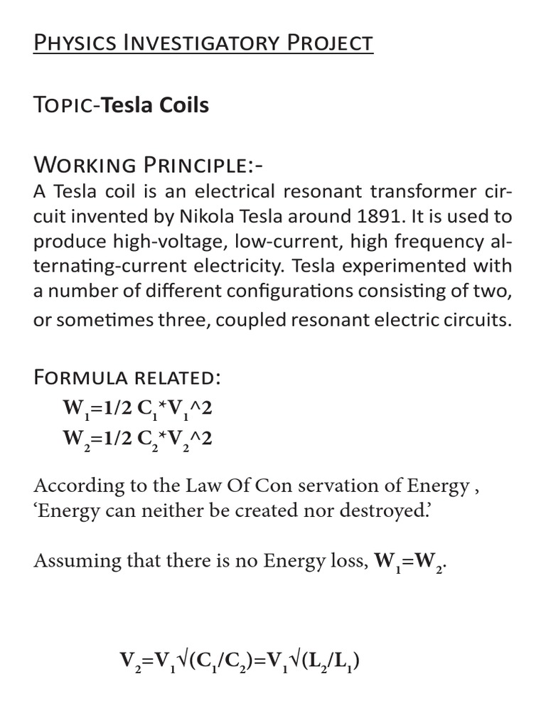 Tesla Coil Basics for Students | PDF | Science & Mathematics