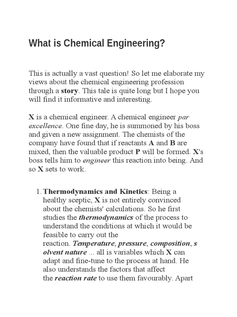 Overview of Chemical Engineering Process | PDF | Chemical Reactor ...