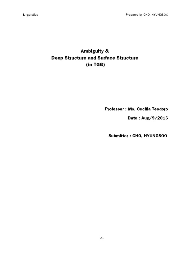 Deep vs Surface Structure in Linguistics | PDF | Syntax | Semantics
