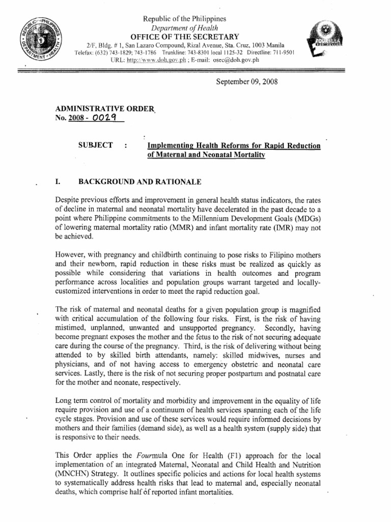 Administrative Order No. 2008-0029