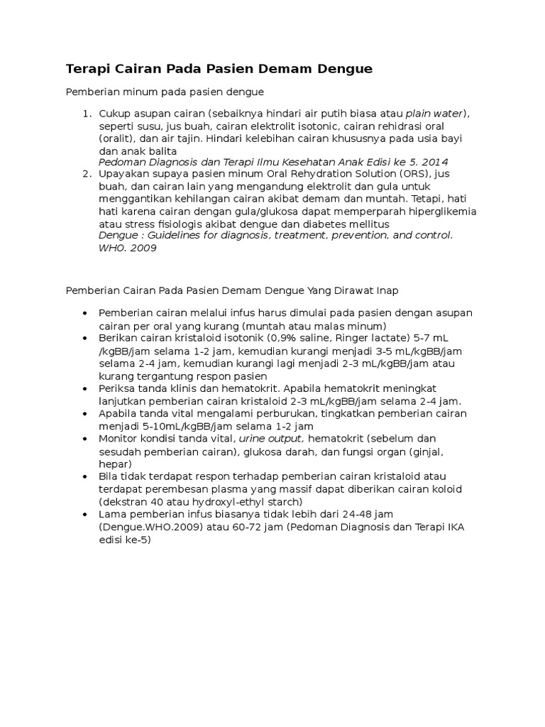 Terapi Cairan Pada Pasien Demam Dengue | PDF | Kesehatan Holistik