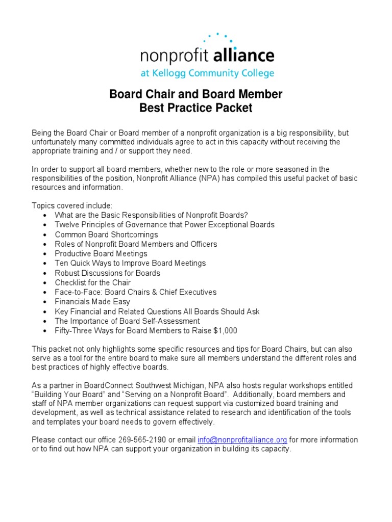 Board Member Packet | PDF | Board Of Directors | Business
