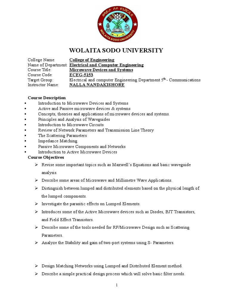 Wolaita Sodo University | PDF | Transistor | Passivity (Engineering)