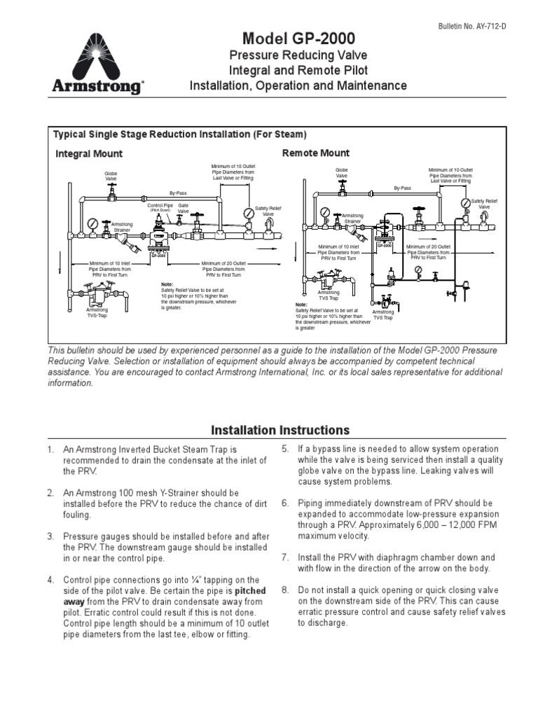 Pressure Reducing Valve GP-2000 | PDF | Valve | Pipe (Fluid Conveyance)