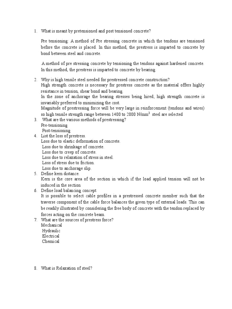 Pretensioned vs Post-Tensioned Concrete | PDF | Prestressed Concrete ...
