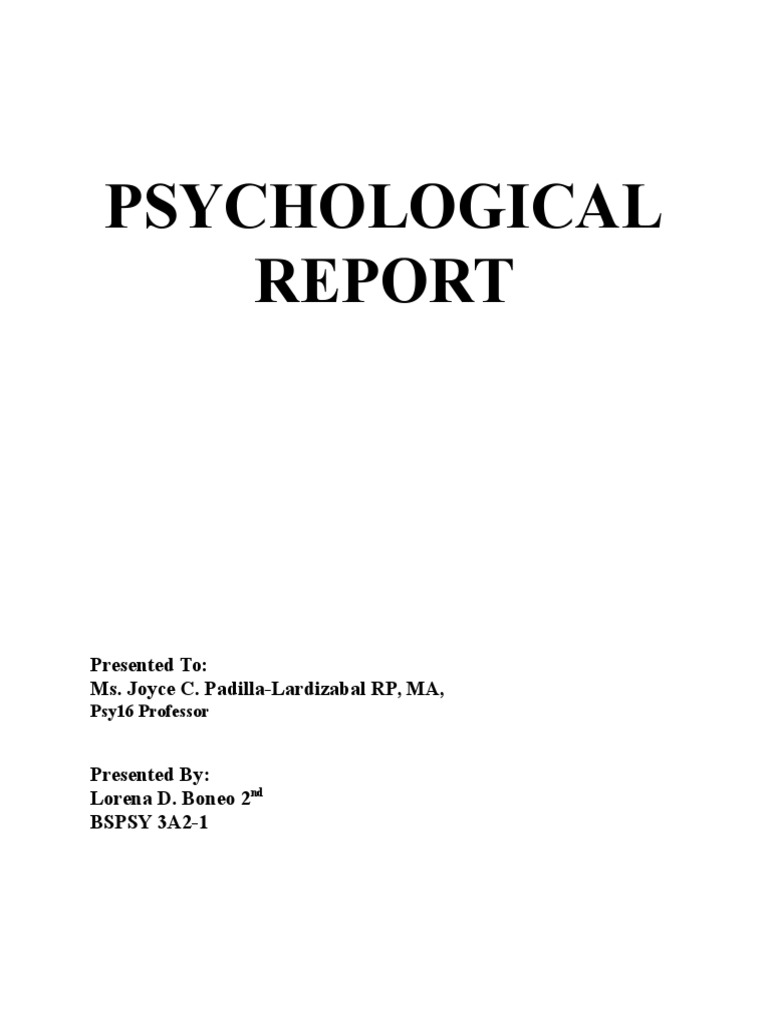 Psychological Report | PDF | Interpersonal Relationships | Violence