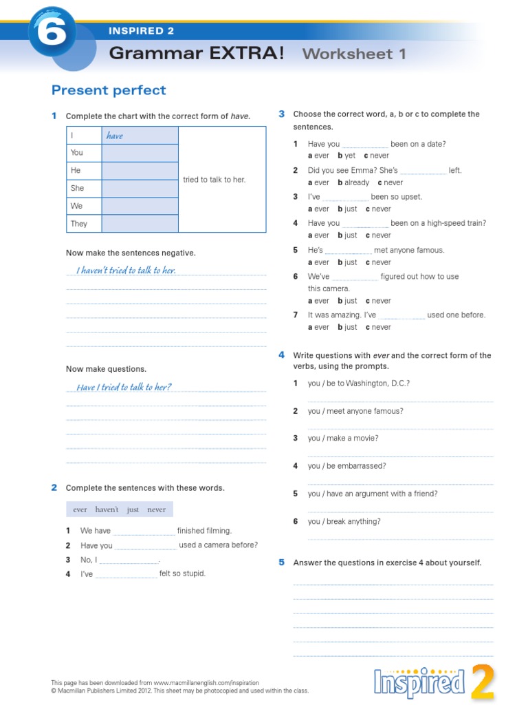 Present Perfect Practice Worksheet | PDF